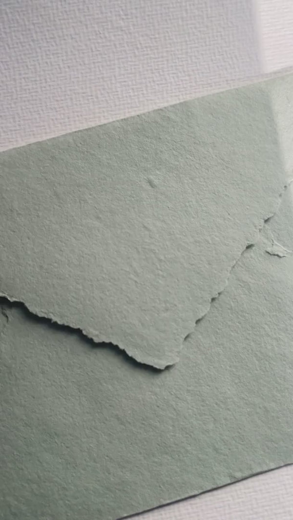 Sage Deckle Edge Handmade Cotton Rag Envelopes | Feathers and Stone